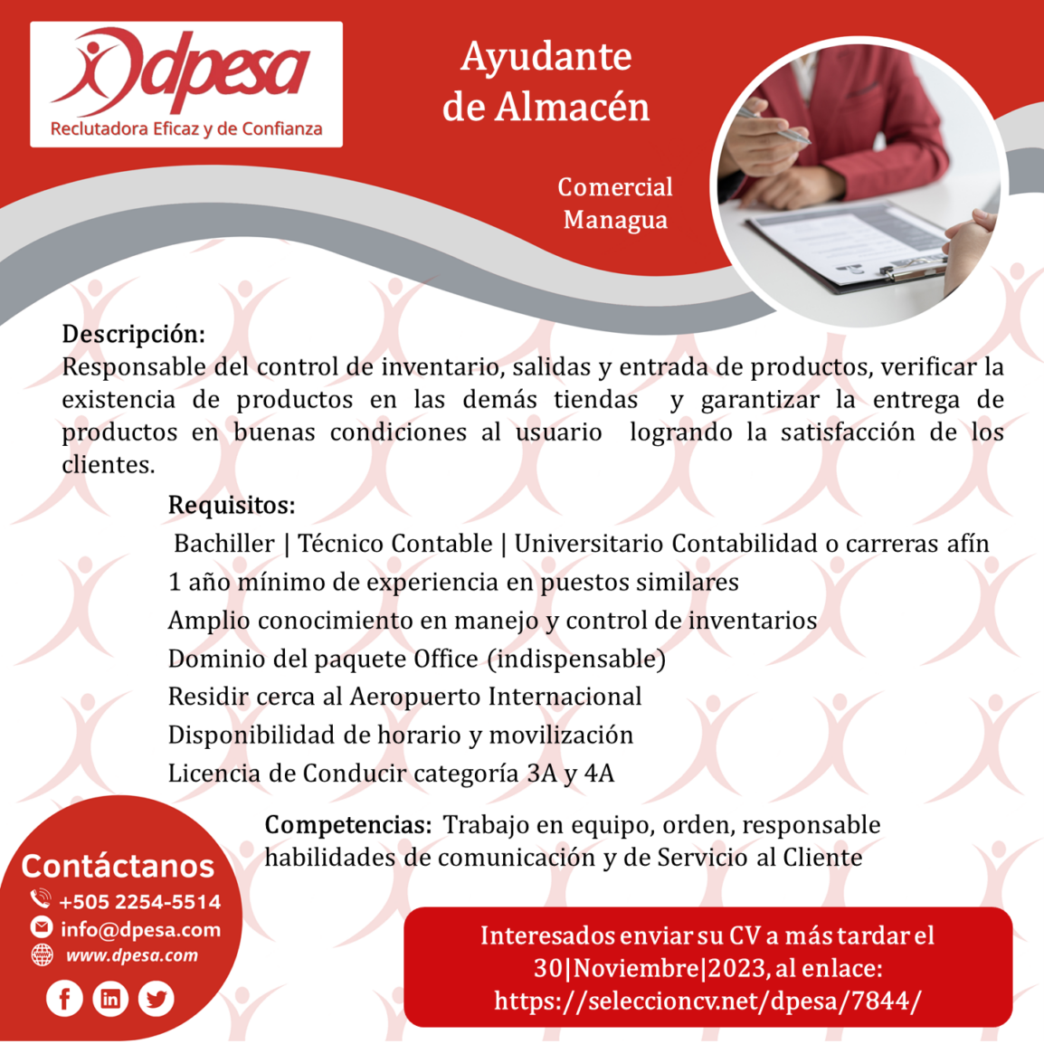 Ayudante de Almacen - DPESA